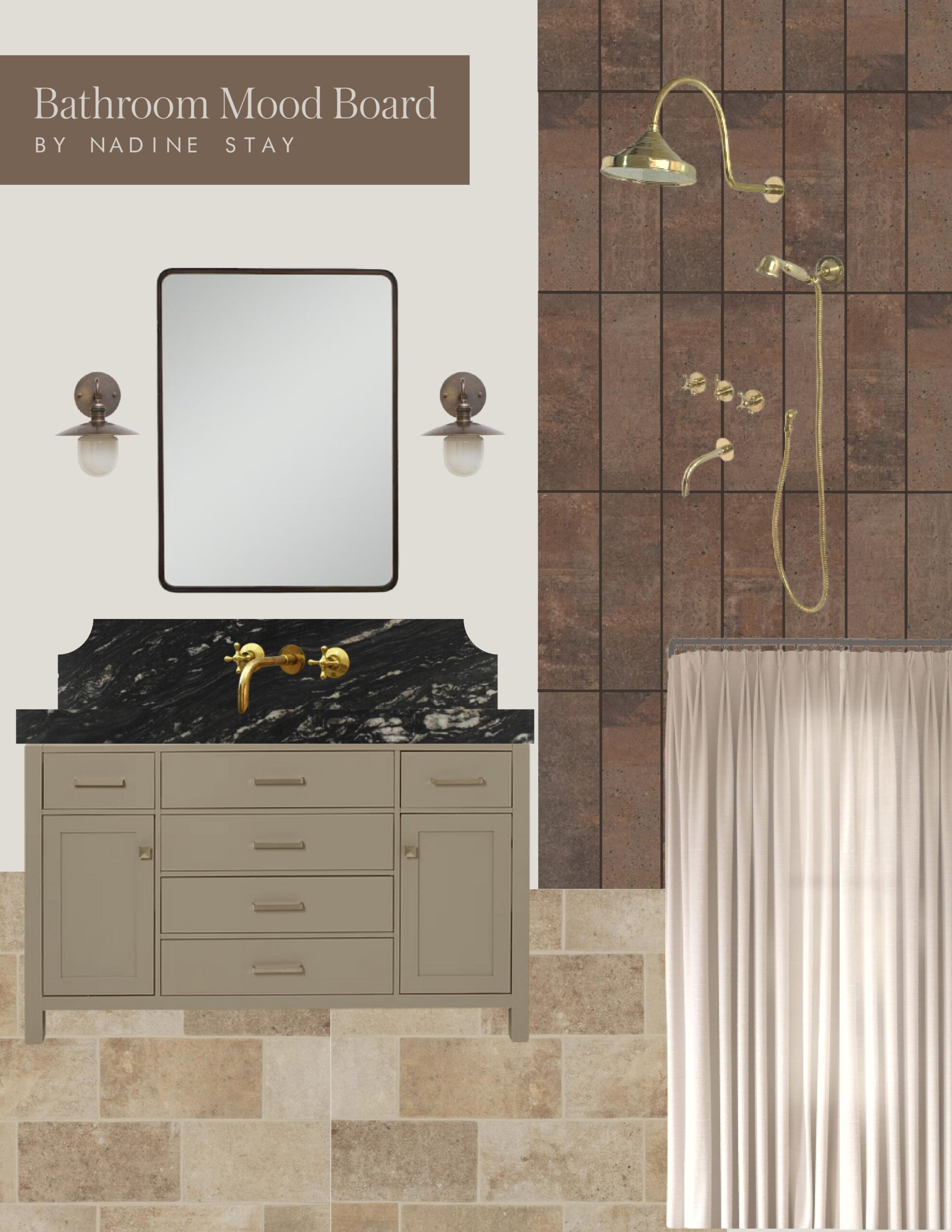 Bathroom Remodel Mood Board With Natural Stone - Nadine Stay